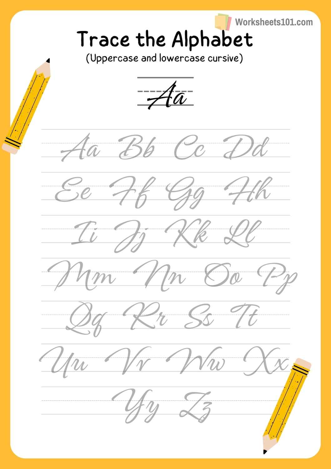 Cursive Letters - Worksheets101