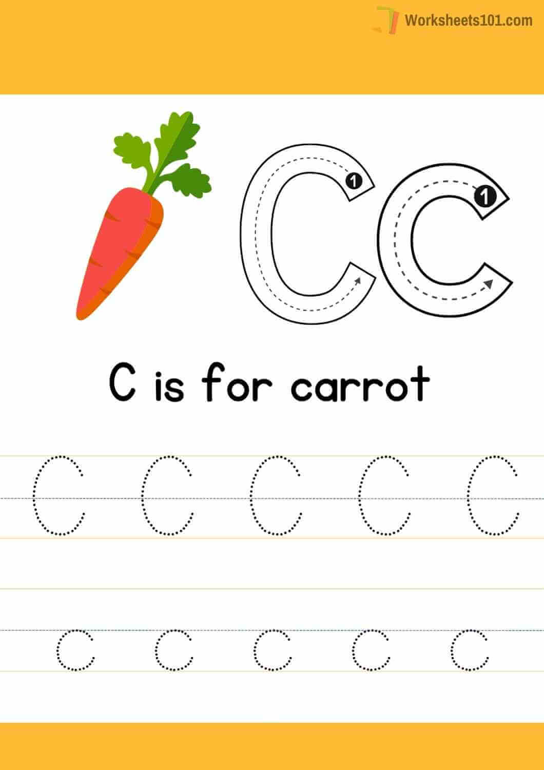 Tracing Letters with Pictures - Worksheets101